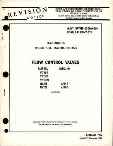 Overhaul Instructions for Flow Control Valves - Model AFR4-3 and AFR4-5 ...