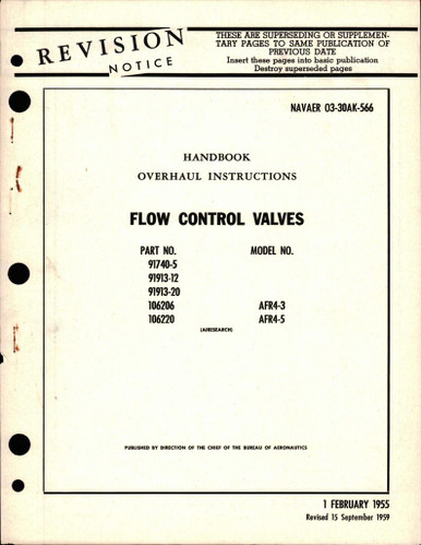 Overhaul Instructions for Flow Control Valves - Models AFR4-3 and AFR4 ...