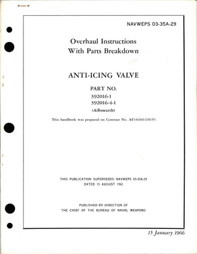 Overhaul Instructions with Parts Breakdown for Anti-Icing Valve - Parts ...