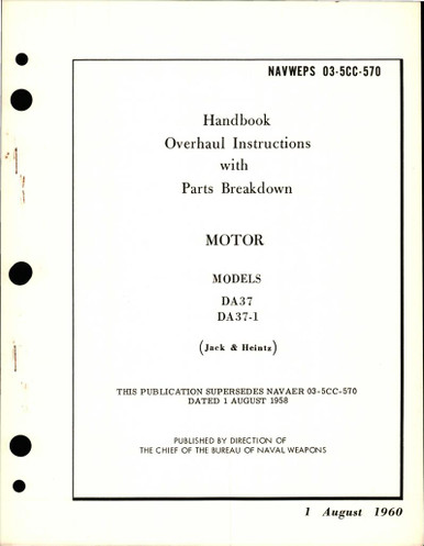 Overhaul Instructions with Parts Breakdown for Motor - Models DA37 and ...