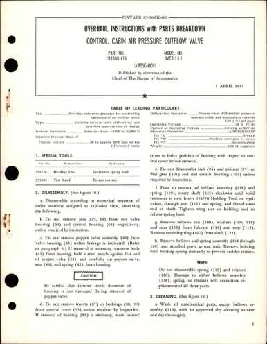 Overhaul Instructions with Parts Breakdown for Cabin Air Pressure ...