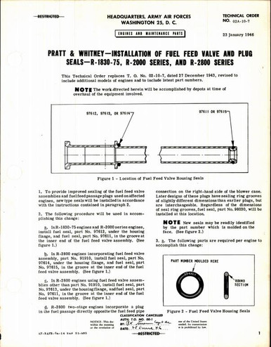 Installation of Fuel Feed Valve and Plug Seals - AirCorps Library