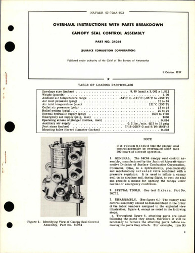 Overhaul Instructions with Parts Breakdown for Canopy Seal Control ...