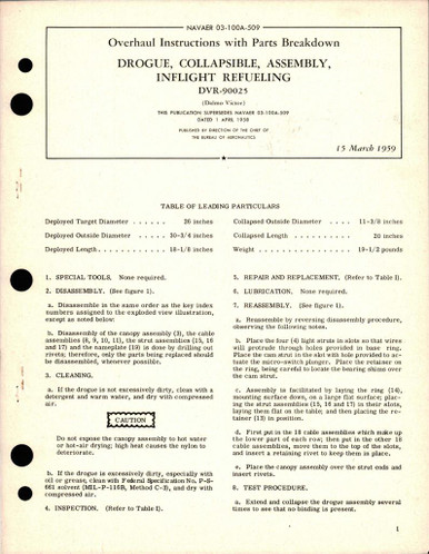 Overhaul Instructions with Parts Breakdown for Collapsible Drogue ...