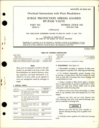 Overhaul Instructions with Parts Breakdown for Surge Protection Spring ...
