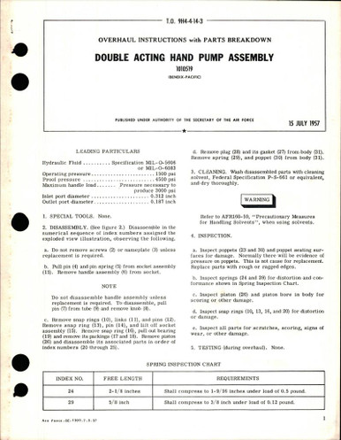 Overhaul Instructions with Parts Breakdown for Double Acting Hand Pump ...