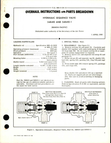 Overhaul Instructions with Parts Breakdown for Hydraulic Sequence Valve ...