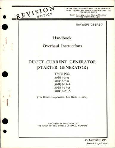 Overhaul Instructions for Direct Current Generator (Starter Generator ...