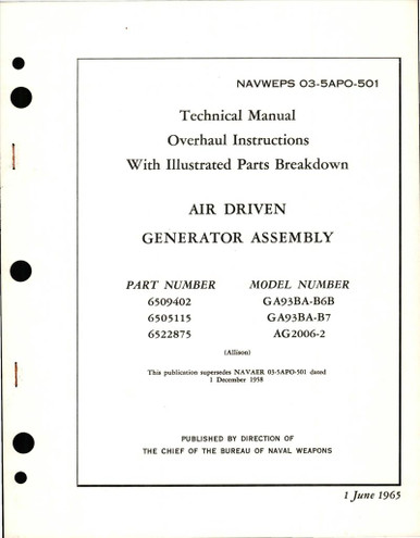 Overhaul Instructions with Illustrated Parts Breakdown for Air Driven ...