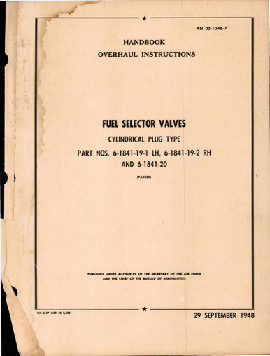 Overhaul Instructions for Fuel Selector Valves - Cylindrical Plug Type ...