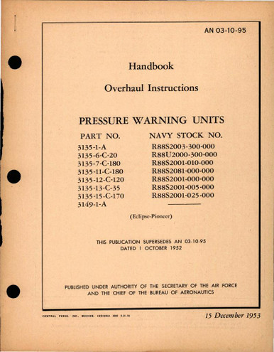 Overhaul Instructions for Pressure Warning Units - 3135 Series ...