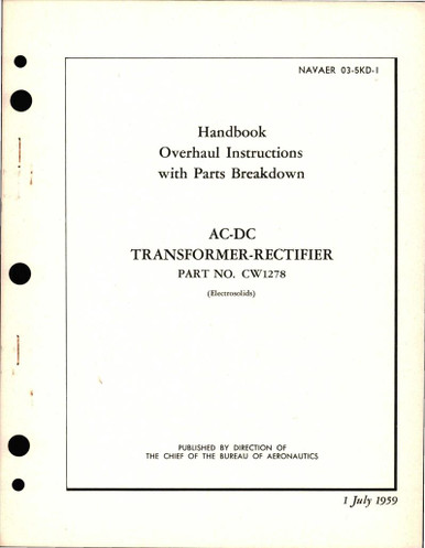 Overhaul Instructions with Parts Breakdown for AC-DC Transformer ...