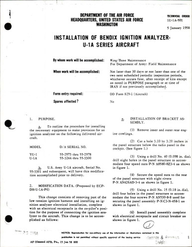 Installation of Bendix Ignition Analyzer - U-1A Series - AirCorps Library