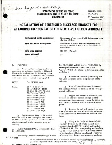 Installation of Redesigned Fuselage Bracket for Attaching Horizontal ...
