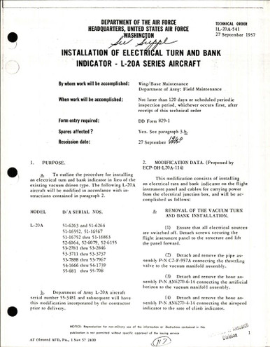 Installation of Electrical Turn and Bank Indicator - L-20A Series ...