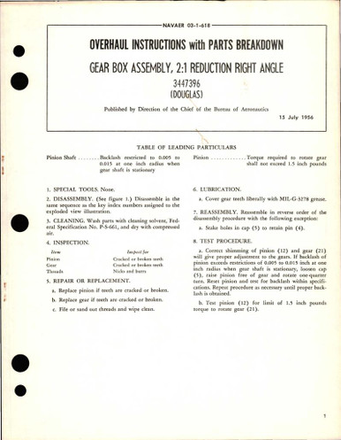 Overhaul Instructions with Parts Breakdown for Reduction 2:1 Right ...