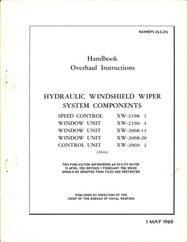 Overhaul Instructions for Hydraulic Windshield Wiper Systems Components ...