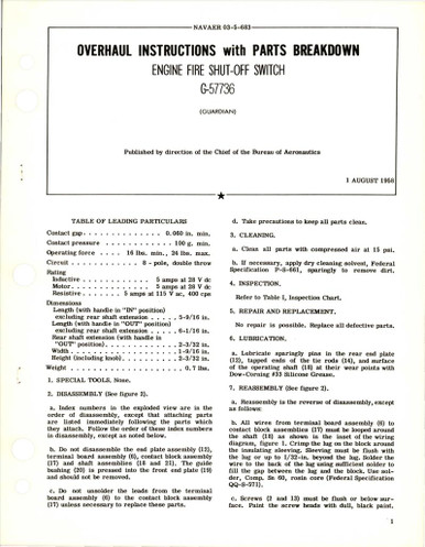 Overhaul Instructions w Parts Breakdown for Engine Fire Shut-Off Switch ...