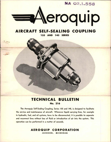 Technical Bulletin No. 216 for Self Sealing Coupling - 155 and 145 ...
