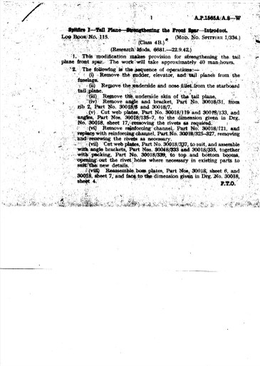 Spitfire I Tail Plane Strengthening the Front Spar Introduction ...