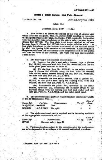 Spitfire I Safety Harness Link Plate Removal - AirCorps Library