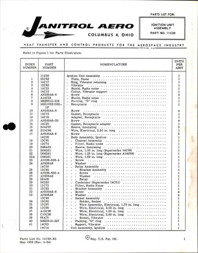 Parts List for Ignition Unit Assembly - Part 11C30 - AirCorps Library