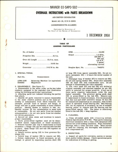 Overhaul Instructions w Parts Breakdown for Air Driven Generator ...