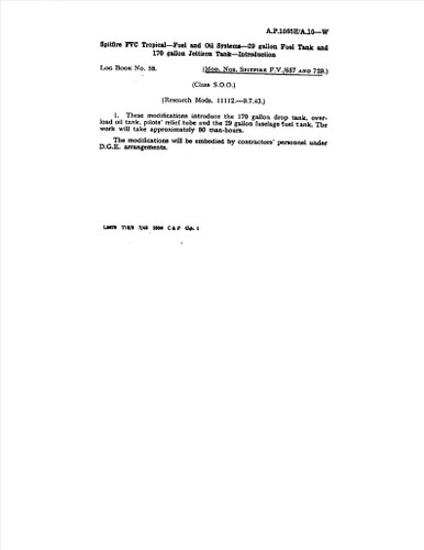 Spitfire FVC Tropical Fuel and Oil Systems 29 Gallon Fuel Tank and 170 ...