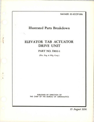 Illustrated Parts Breakdown for Elevator Tab Actuator Drive Unit - Part ...