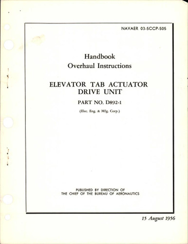 Overhaul Instructions for Elevator Tab Actuator Drive Unit - Part D892 ...