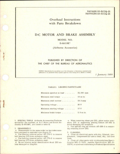Overhaul Instructions with Parts Breakdown for DC Motor and Brake ...