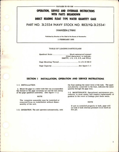 Operation, Service and Overhaul Instructions with Parts Breakdown for ...