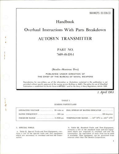 Overhaul Instructions with Parts Breakdown for Autosyn Transmitter ...