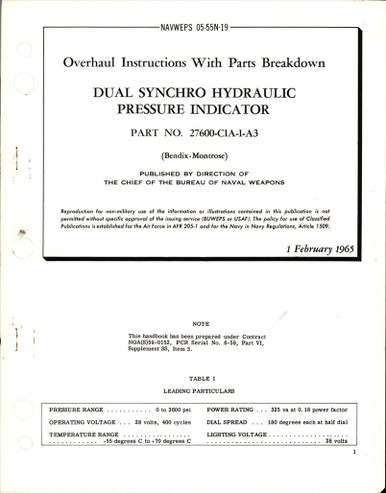 Overhaul Instructions with Parts Breakdown for Dual Synchro Hydraulic ...