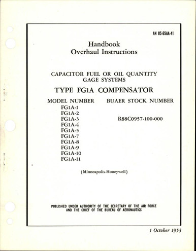 Overhaul Instructions for Compensator - Capacitor Fuel or Oil Quantity ...
