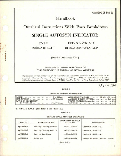 Overhaul Instructions with Parts Breakdown for Single Autosyn Indicator ...