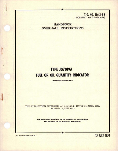 Overhaul Instructions for Fuel or Oil Quantity Indicator - Type JG7019A - AirCorps Library
