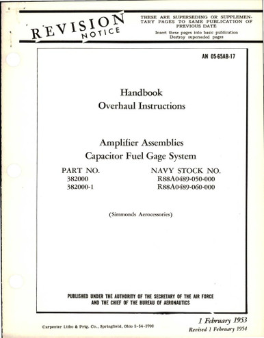 Revision to Overhaul Instructions for Capacitor Fuel Gage System ...