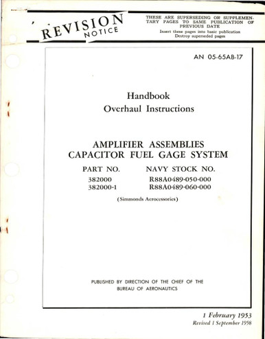 Revision to Overhaul Instructions for Capacitor Fuel Gage System ...