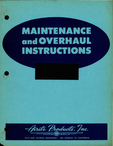 Maintenance and Overhaul Instructions with Parts Breakdown for ...