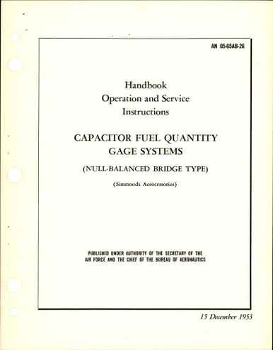 Operation and Service Instructions for Capacitor Fuel Quantity Gage ...