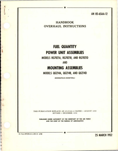 Overhaul Instructions for Fuel Quantity Power Unit Assembly and Mounting Assemblies - AirCorps ...