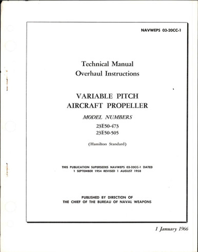 Overhaul Instructions for Variable Pitch Propeller - Models 23E50-473 ...