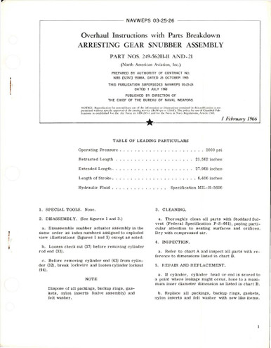 Overhaul Instructions with Parts Breakdown for Arresting Gear Snubber ...