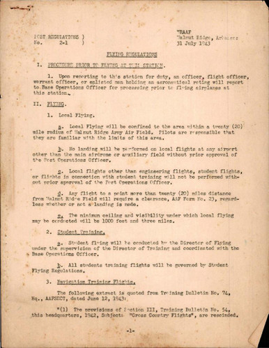 Flying Regulations - Procedure Prior to Flying at This Station ...
