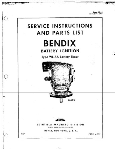 Service Instructions and Parts List for Bendix Battery Ignition Type WL ...