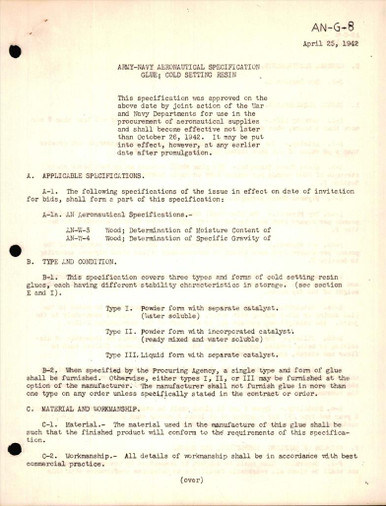 Glue, Cold Setting Resin - AirCorps Library