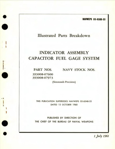 Illustrated Parts Breakdown for Indicator Assembly capacitor Fuel Gage ...