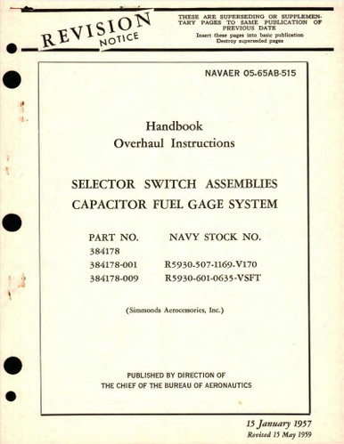 Overhaul Instructions for Selector Switch Assemblies Capacitor Fuel ...