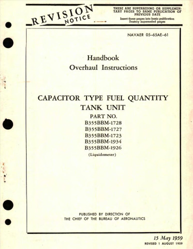 Overhaul Instructions for Capacitor Fuel Quantity, Tank Unit, Part No. B355BBM - AirCorps Library